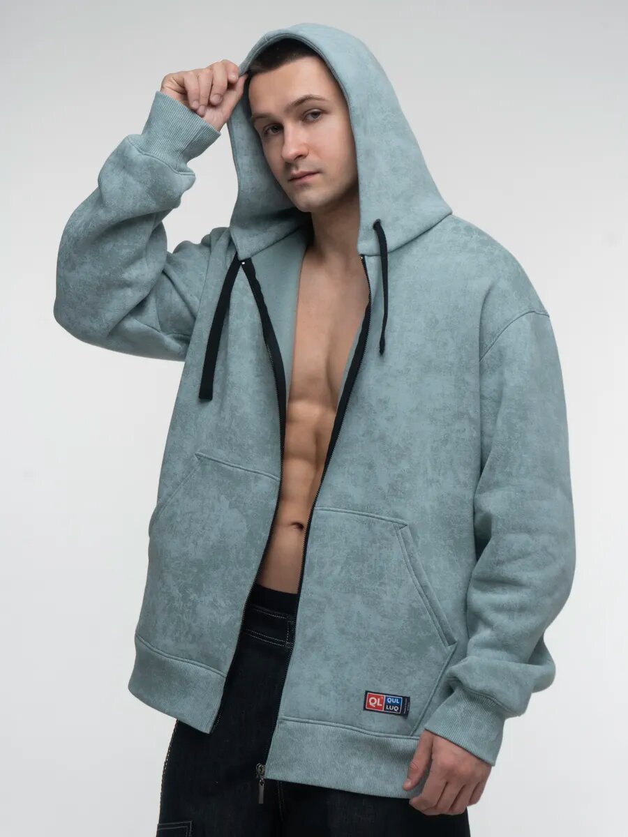 Толстовка Зип-худи оверсайз на молнии с капюшоном QULLUQ в вареном стиле