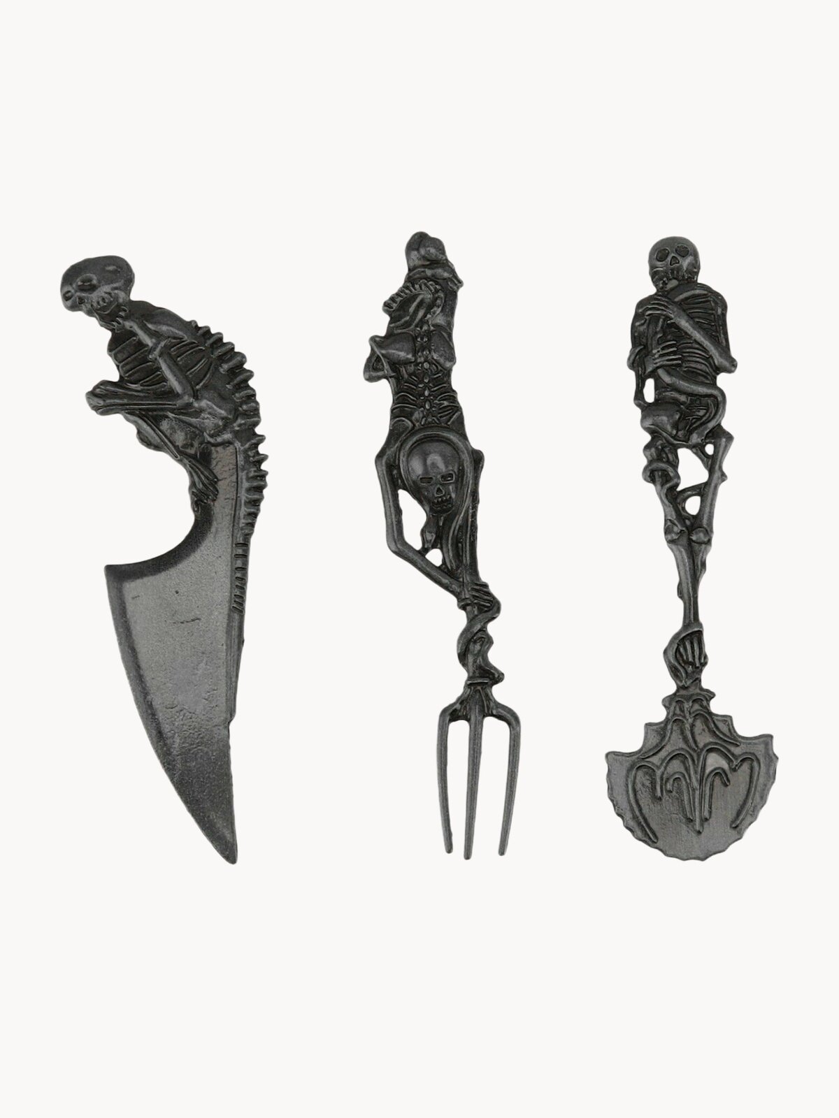 Эксклюзивный набор для праздничного сервировки из 3 предметов посуды в готическом стиле с детализацией в виде черепа