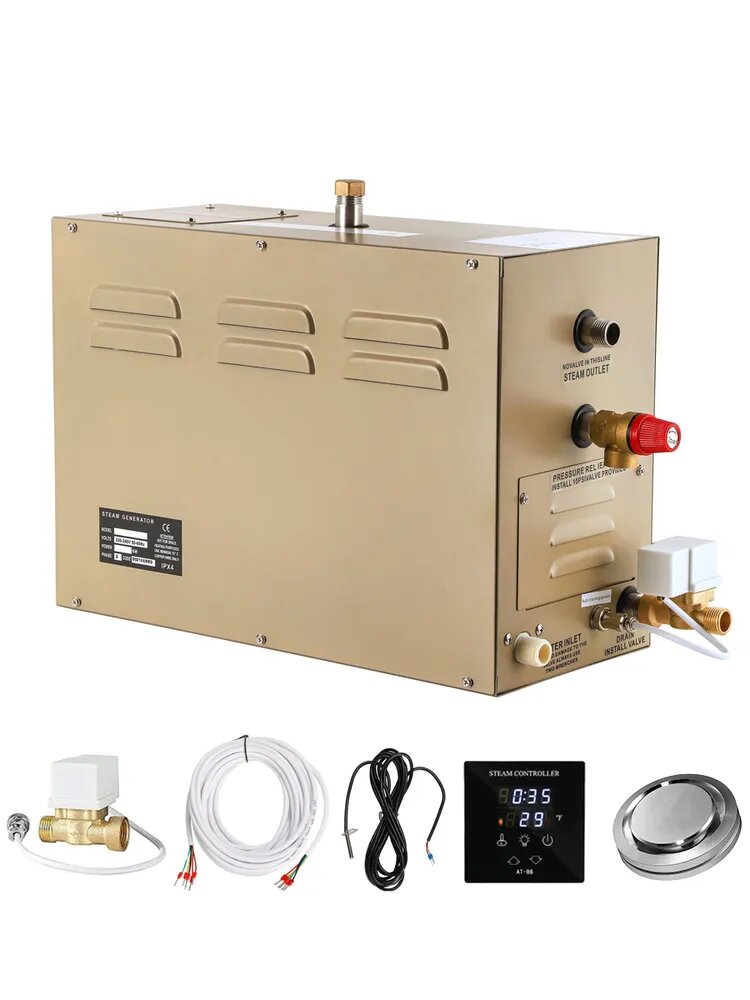 Парогенератор для бани, 3 кВт, 220 В/380 В, от 30 мин до 12 часов, с автоматическим сливом, Ароматерапевтическая паровая головка, до 3 м3