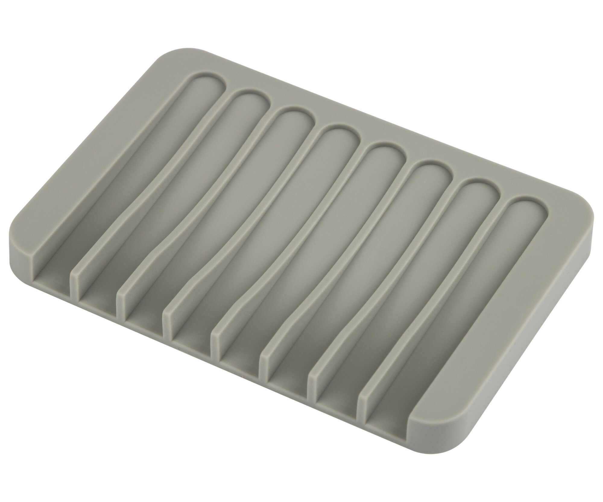 Мыльница настольная рыжий КОТ, силиконовая, серая, 11.3х8х1.1 см