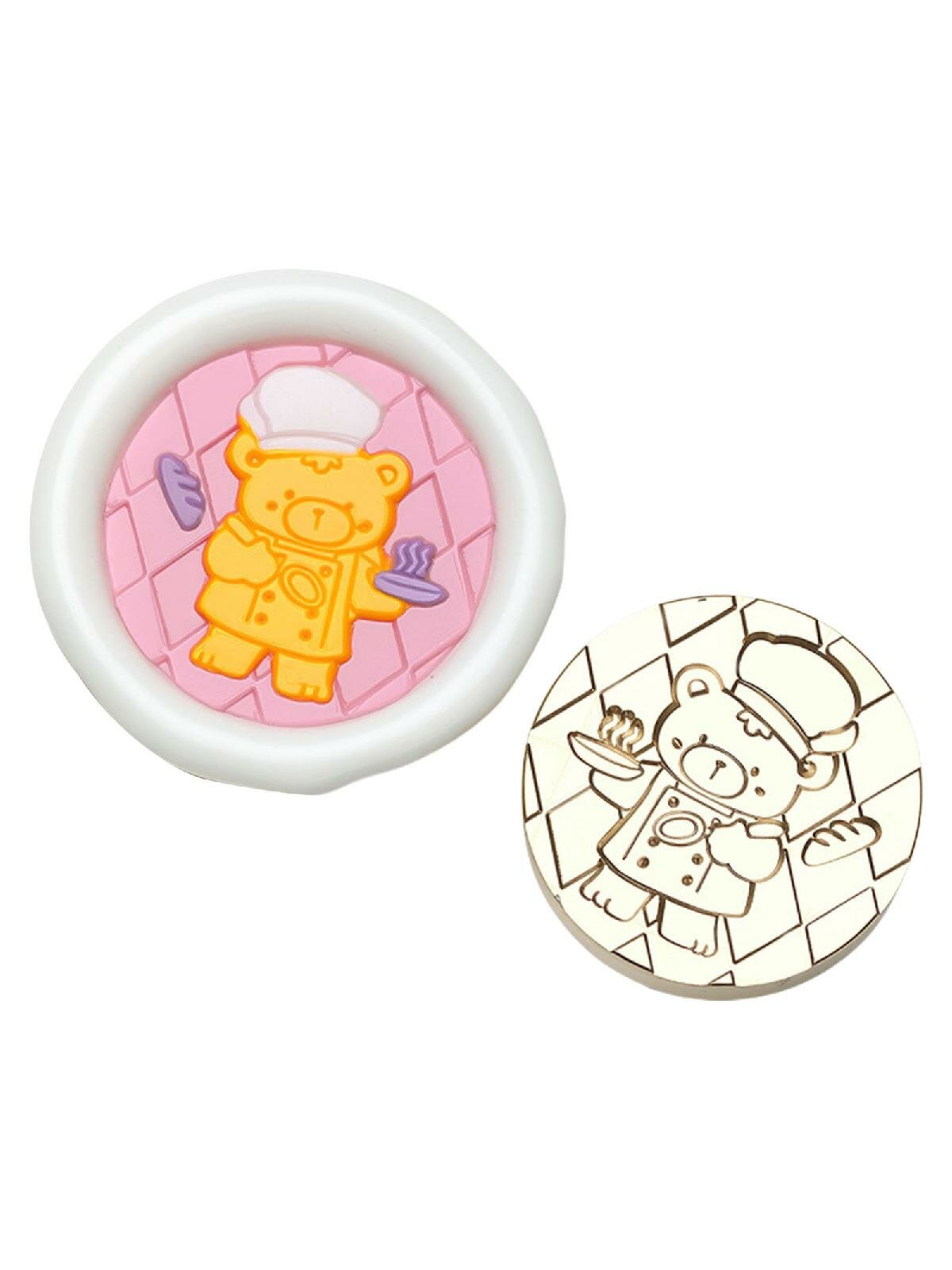 Штамп с восковой печатью маленького медведя Винтажная головка штампа для печати конверта с письмом