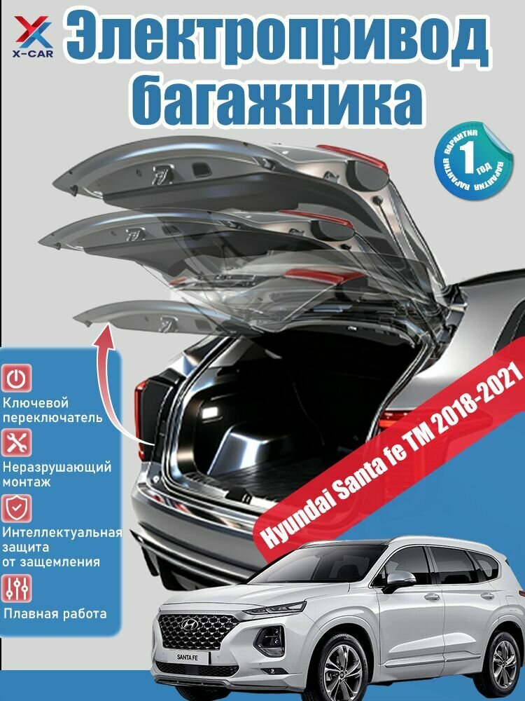 Электропривод багажника Hyundai Santa Fe TM 2018-2021, интеллектуальный с датчиком движения ног и защитой от помех