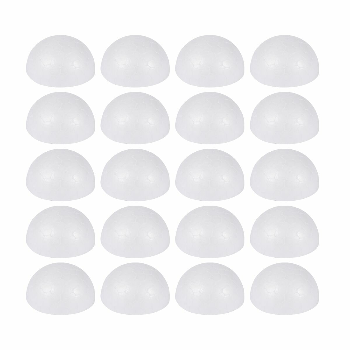 Пенопластовые полусферы для творчества и декора, белые 50 шт, EPS полукруглые шарики для детских поделок и новогодних украшений, размер 6.7x6.7x3.3 см