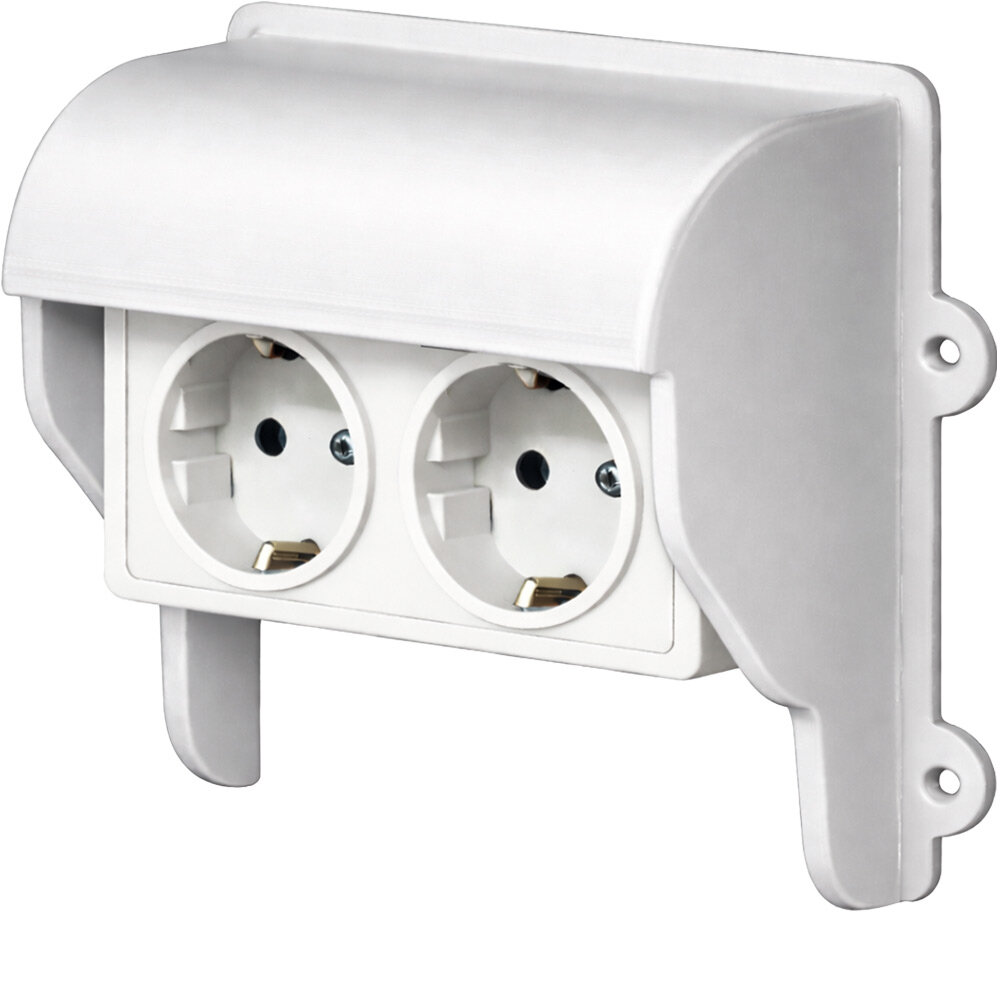 Козырек для розетки 2 местный закрытый (белый)