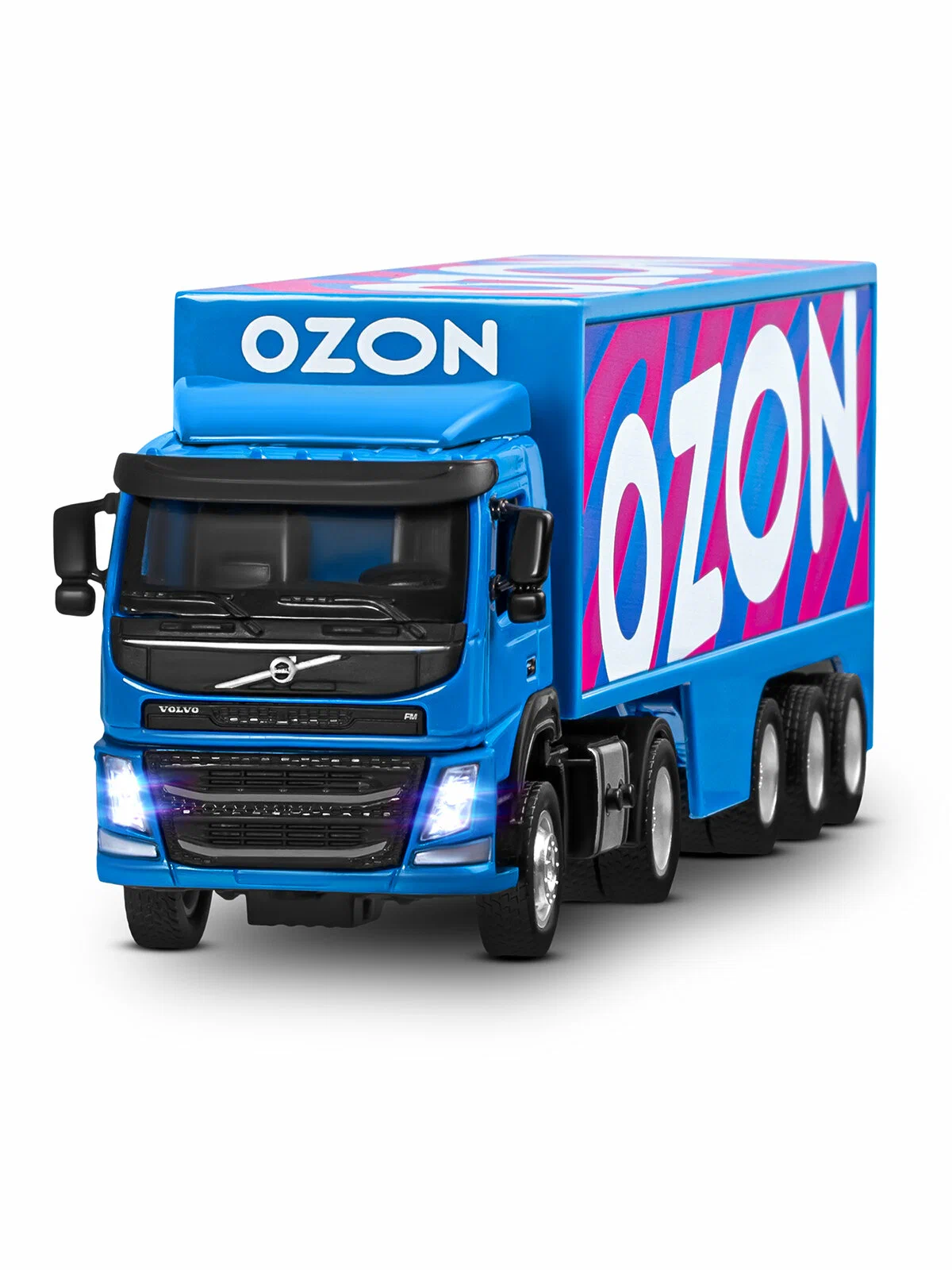 Машинка металлическая инерционная Volvo FM OZON, М1:50, свет, звук