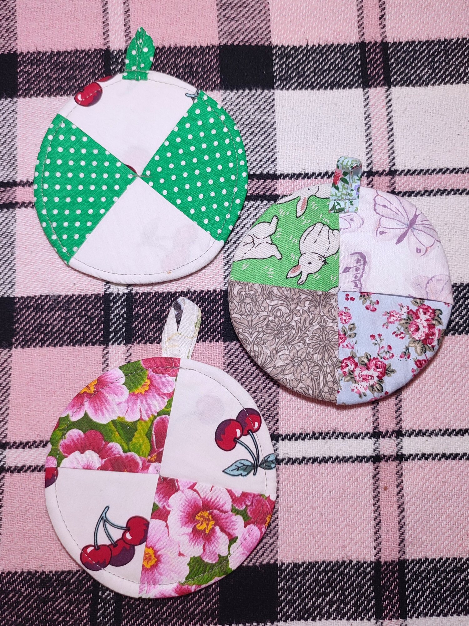 Прихватки мини микс 3 штуки 12х12, подставки для чашек