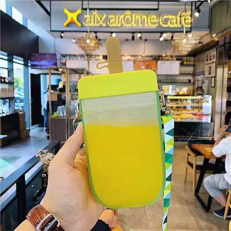 Стильная креативная соломка пластиковая чашка термостойкая 3D эскимо предотвращает падение Зеленая трава зеленая_300m, l