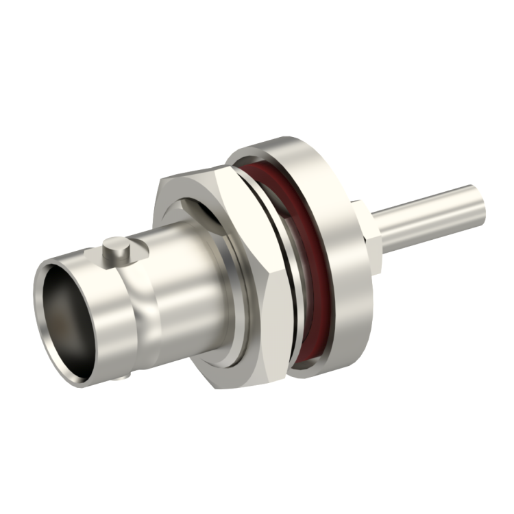 Китайский аналог(замена):6501-7071-005 Прямой BNC-разъем женского типа обжимной для кабеля 250 D никель заднее крепление/герметизация панели