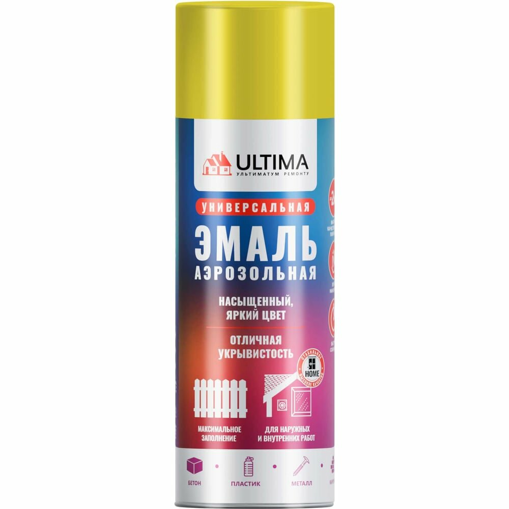 Аэрозольная краска ULTIMA RAL 1018 желтый универсальная 520 мл ULT016