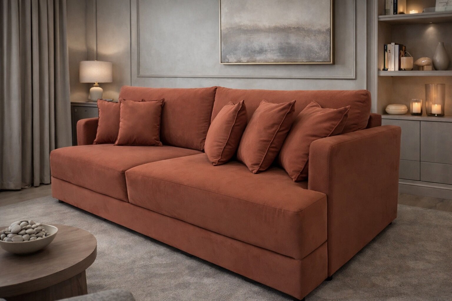 Диван еврокнижка Сиена с 5 декоративными подушками, Velutto 55