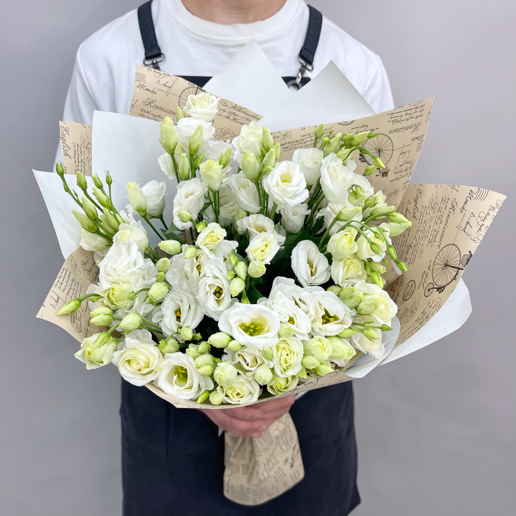 Эустомы белые Росита Вайт в моно букете 9 шт 50 см Q132 Rozavam