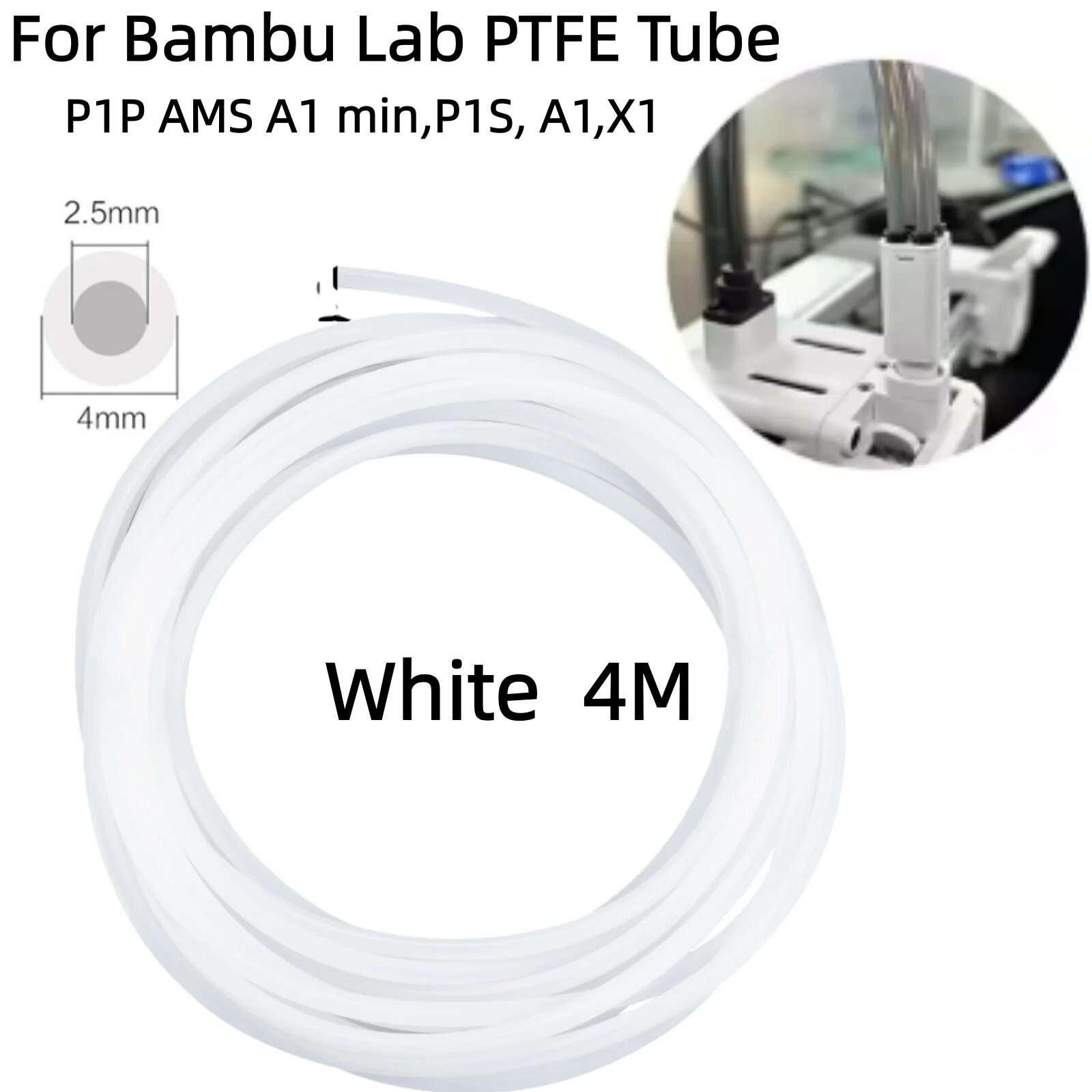 Для Bambu Lab PTFE-трубка для нити 1,75 мм с резаком для экструдера, трубка диаметром 2,5 мм IDx4 мм для Bambu Lab A1/P1P/P1S/X1C
