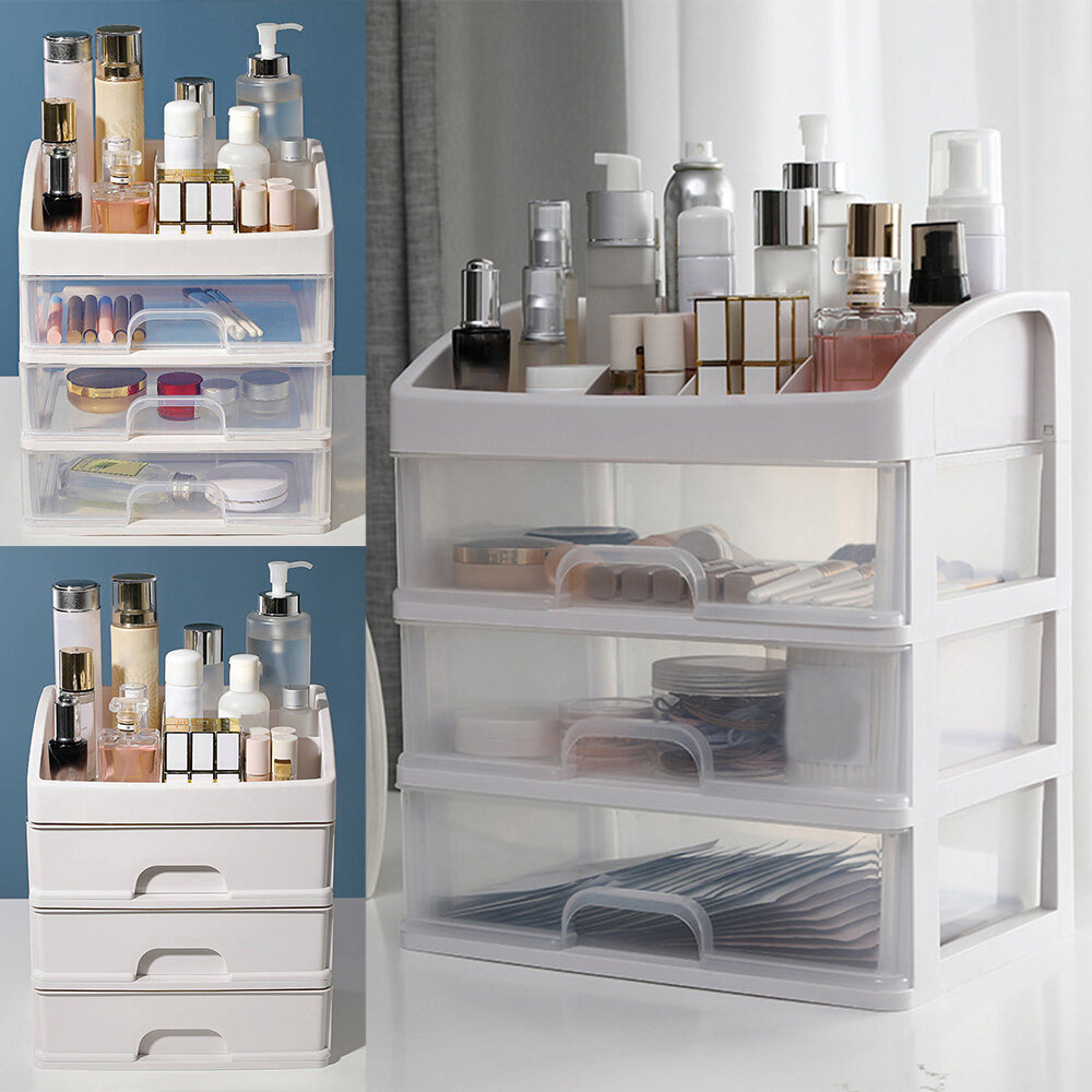 Органайзер для косметики акриловый контейнер с пылезащитными ящиками и отображением украшений для дома прозрачный 3 слоя 23.3*17*26.8см 1 шт