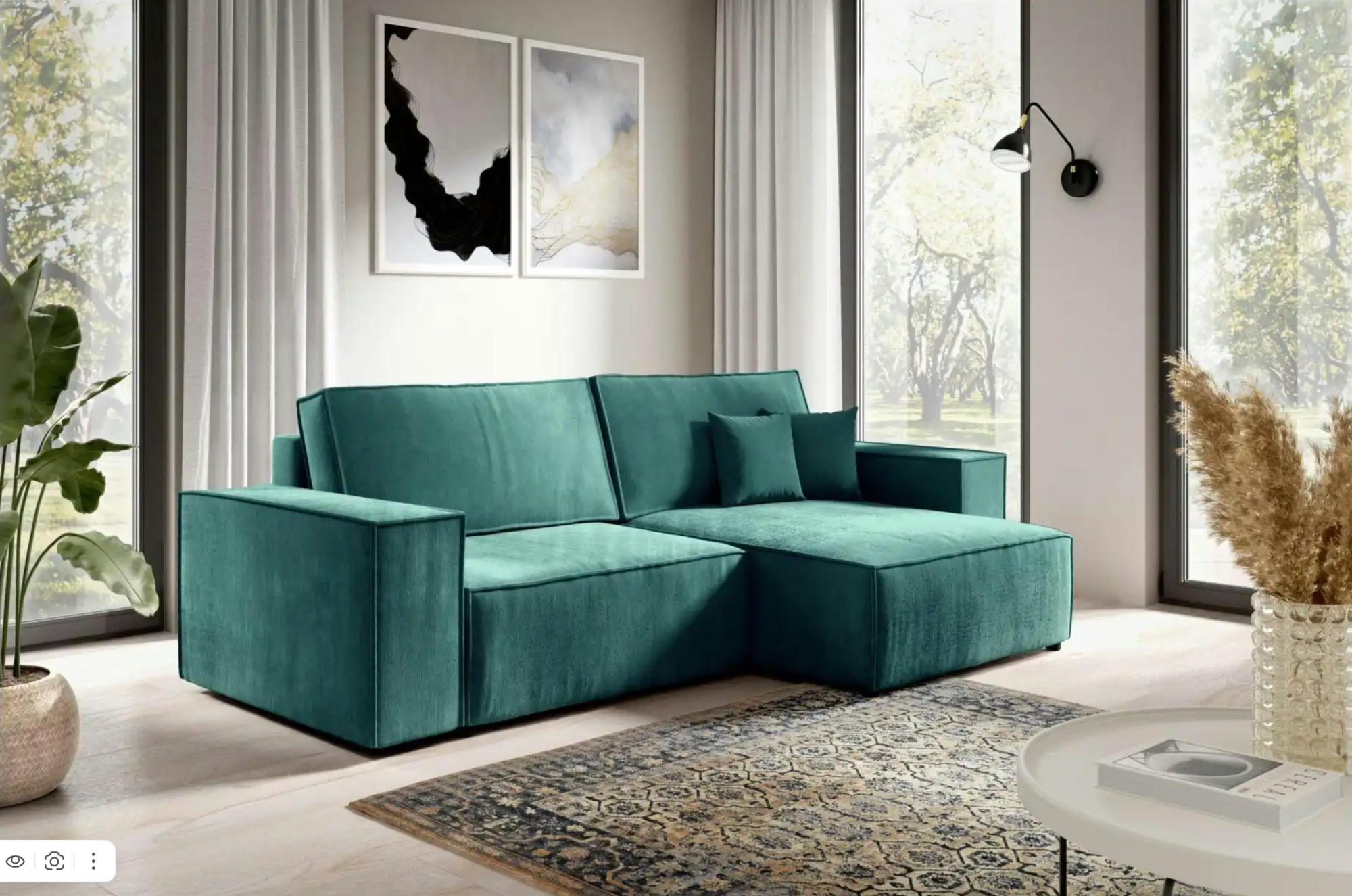 Диван угловой Harizma Mebel Мангуст-евро мод1, еврокнижка, велюр влагостойкий, антикоготь обивка