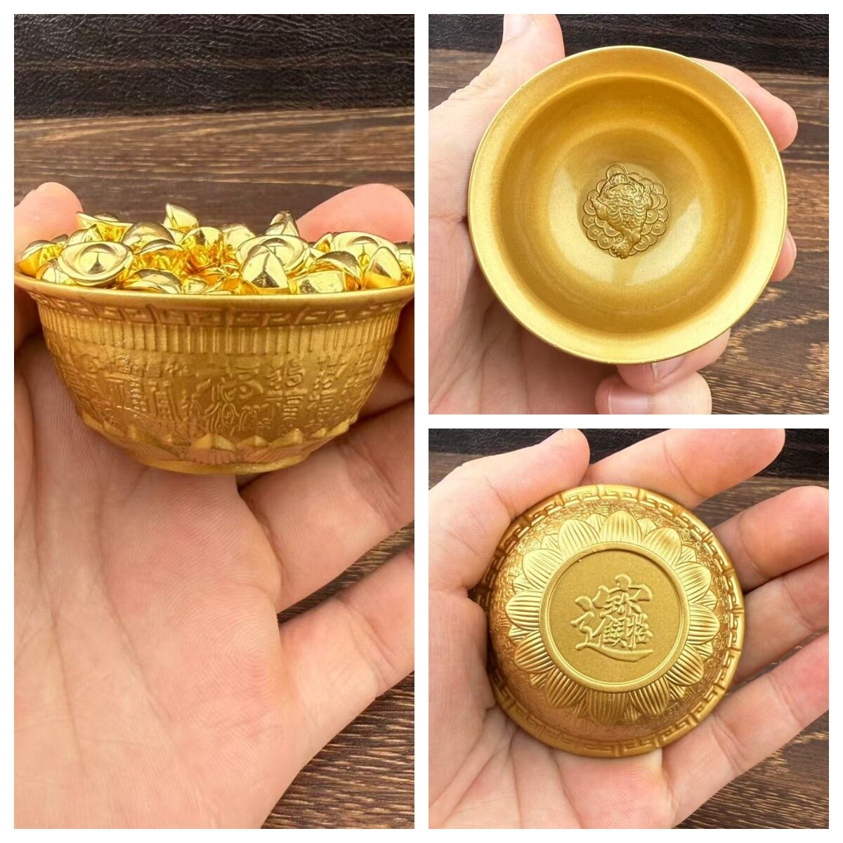 Латунная банка ста благословений, сокровищница, украшение юаньбао, песок золота, мини-юаньбао, сбор богатства, банка ста благословений, сокровищница, латунное украшение