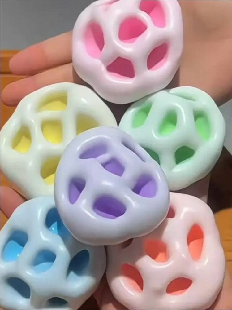 Игрушка антистресс сквиш хрустящий синие бусы