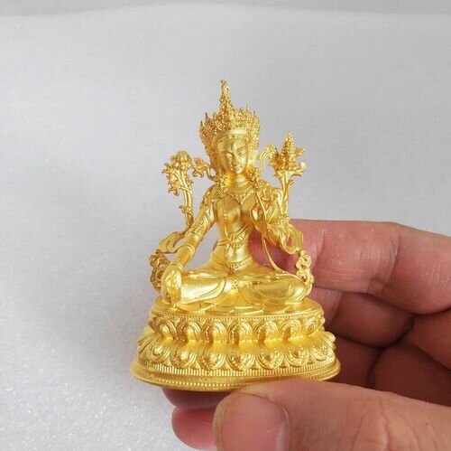 6CM Тибетская позолоченная статуя Белой Тары Будды из меди