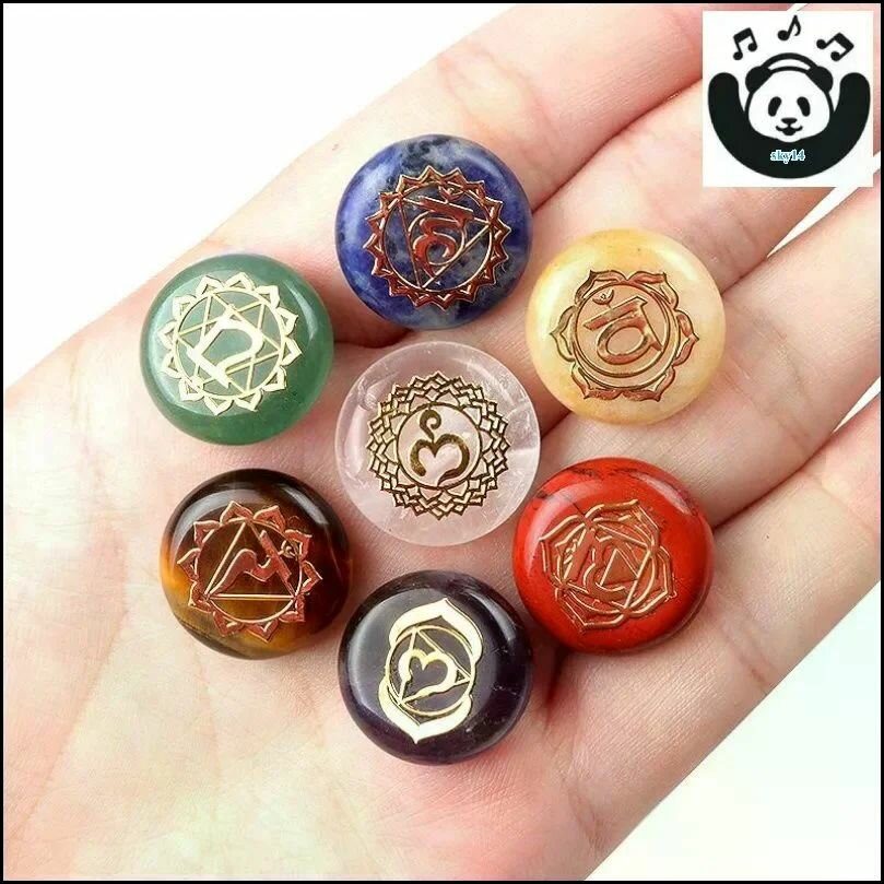 Эксклюзивный набор 7 камней чакр в бархатном мешочке