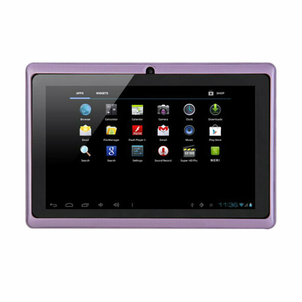 Планшет для детей 7 дюймов с двойными камерами 8ГБ Quad-Core Wi-Fi, цвет: белый, розовый, красный, фиолетовый, синий, черный (выбор), разрешение 1024*600, оперативная память 512МБ, максимальная расширяемая память 32ГБ, камера 0.3МП (передняя), 0.3МП