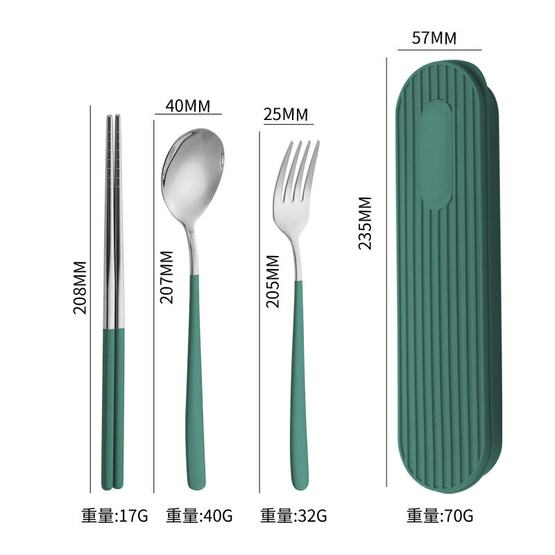 Корейский портативный набор посуды 304, набор палочек для еды, студенческая уличная посуда из нержавеющей стали, набор