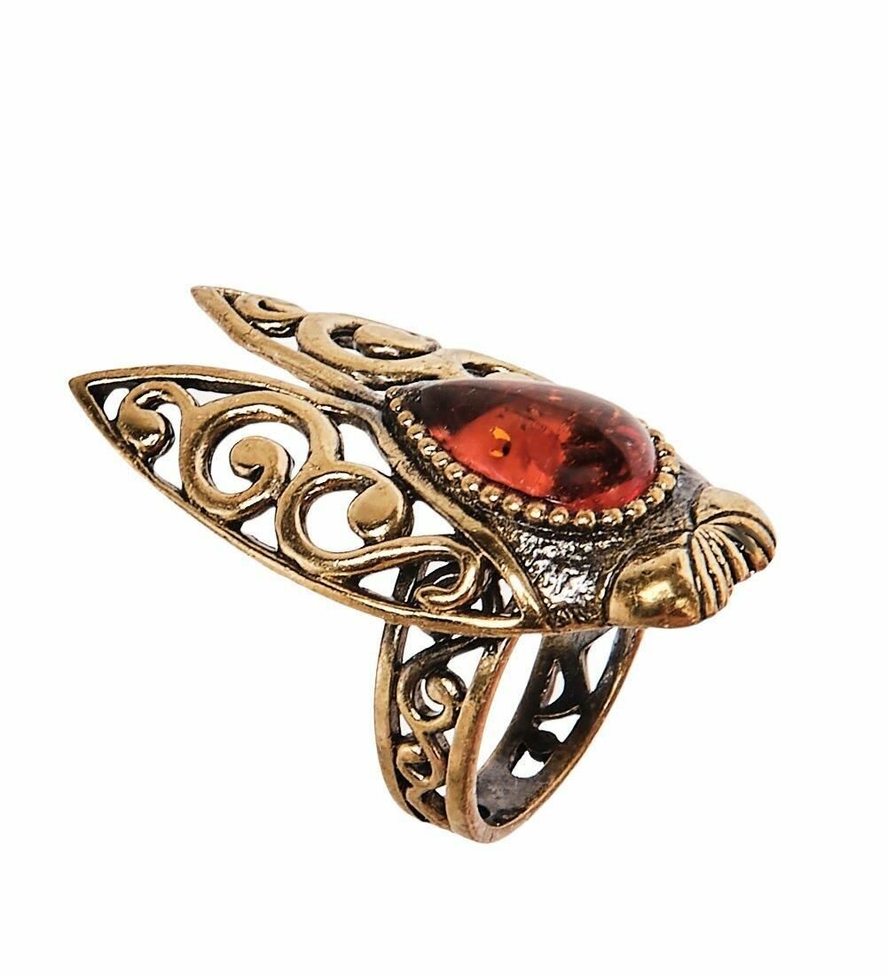 Кольцо Народные промыслы, янтарь