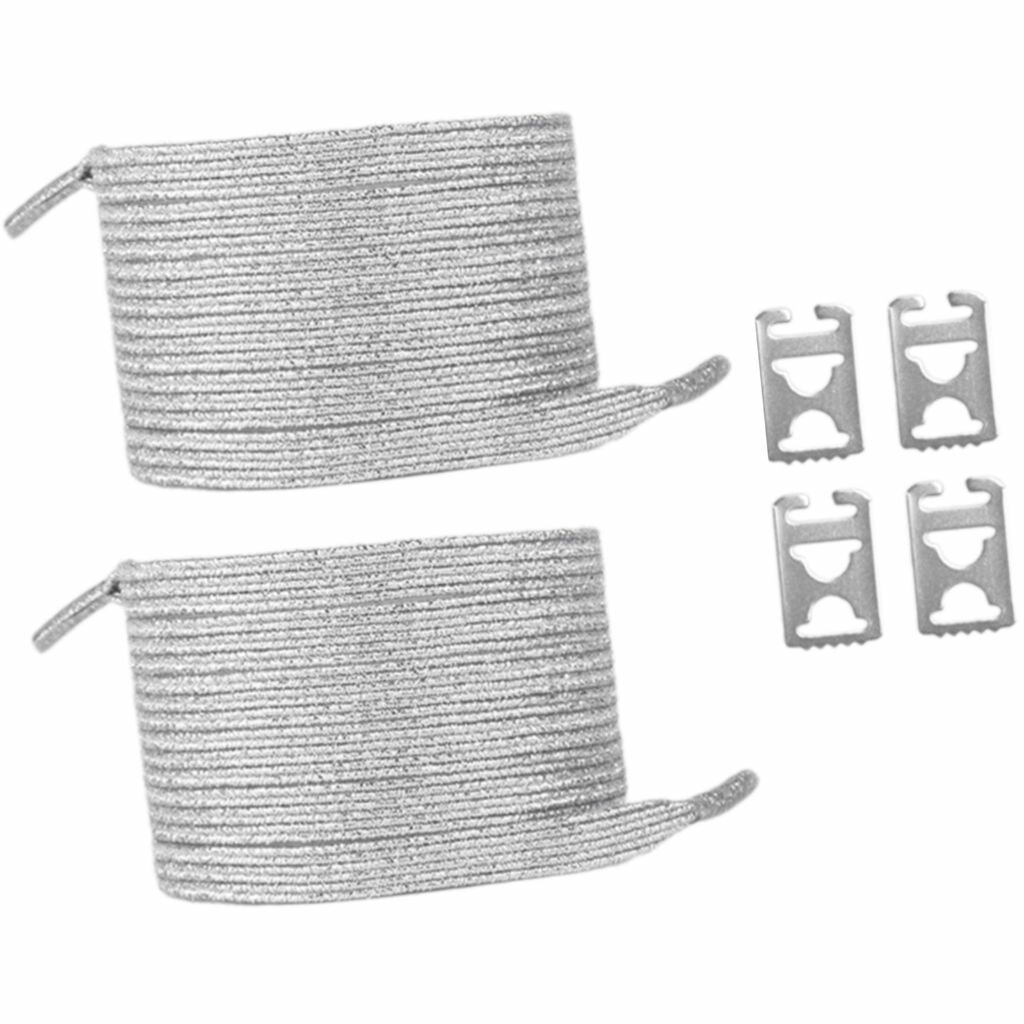 Ленивые шнурки без растягивания с перламутровыми разноцветными конфетами-серебристый