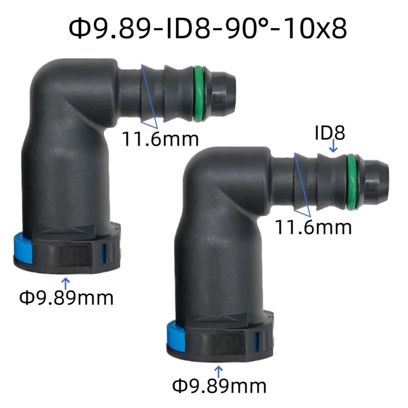 9.89-ID8-90°-10x8 SAE фитинг топливной трубы, черный
