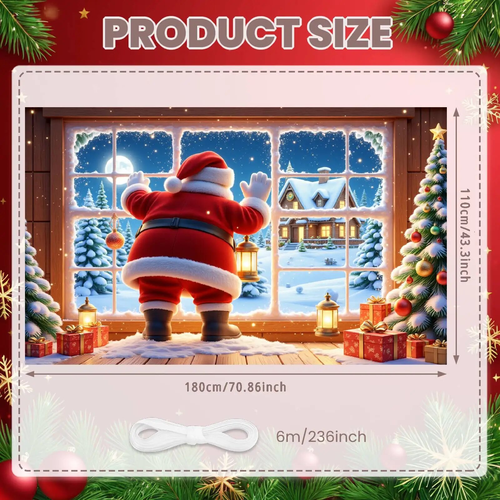 Праздничный баннер Зимняя страна чудес Рождественский баннер Баннер с видом на окно Рождественский декор для сезонного мероприятия Зима