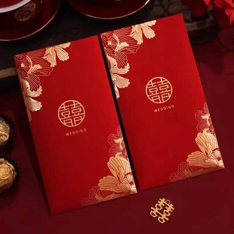 Красные подарочные конверты 5 шт. red peony