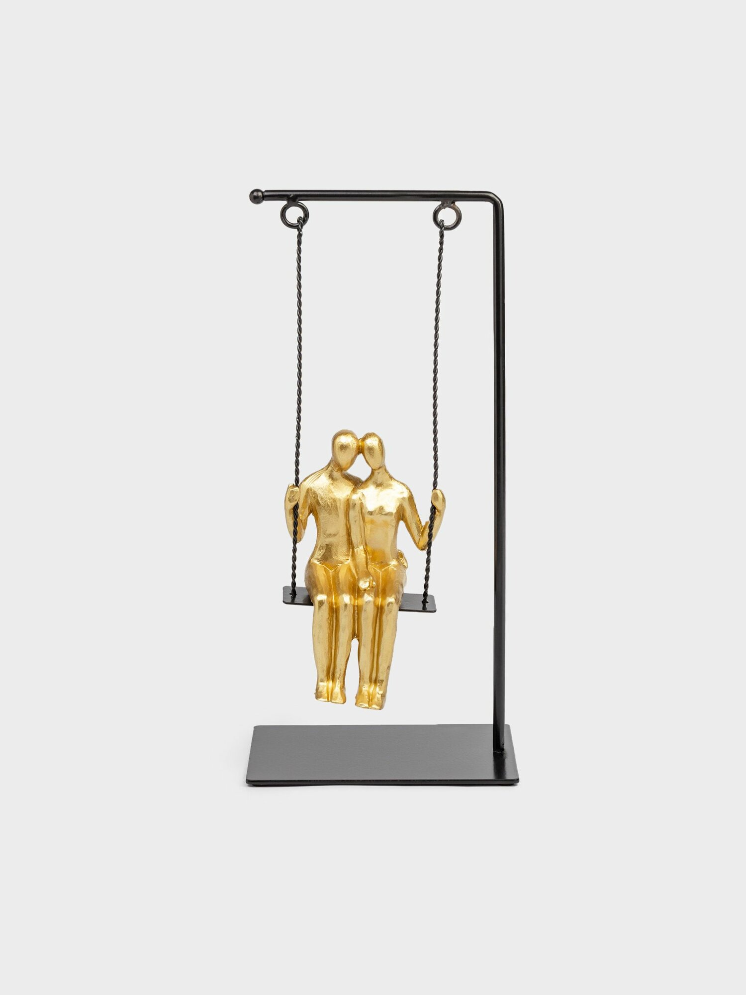 Статуэтка, 13х28 см, полирезин, золотисто-черная, Пара на качелях, Two faces, Kuchenland