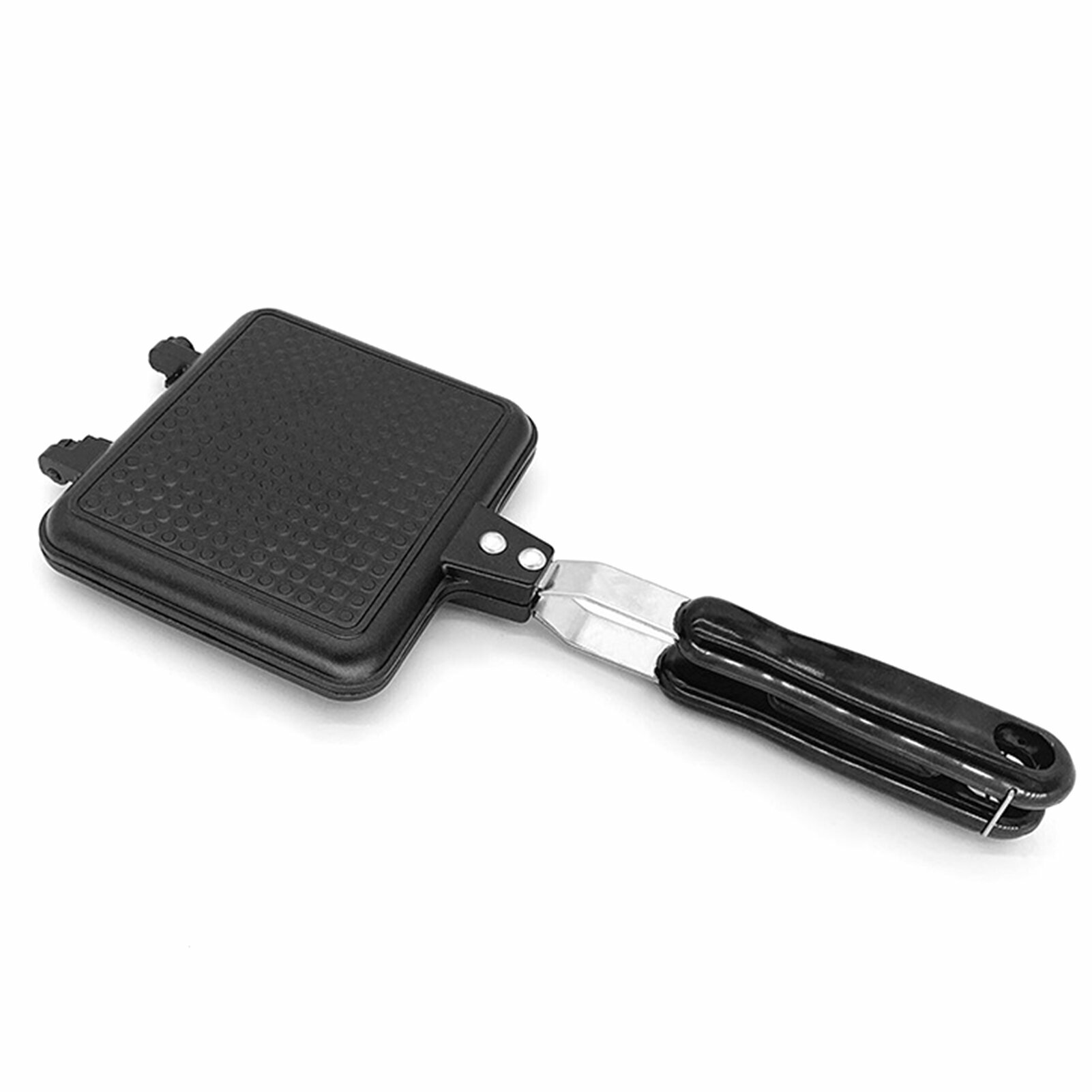 Тостер для сендвичей из алюминиевого сплава двусторонний антипригарный сковорода для приготовления завтрака, черный, размер 345*150*135мм, вес упаковки 470г, размер упаковки 350*150*40мм, 1 шт.