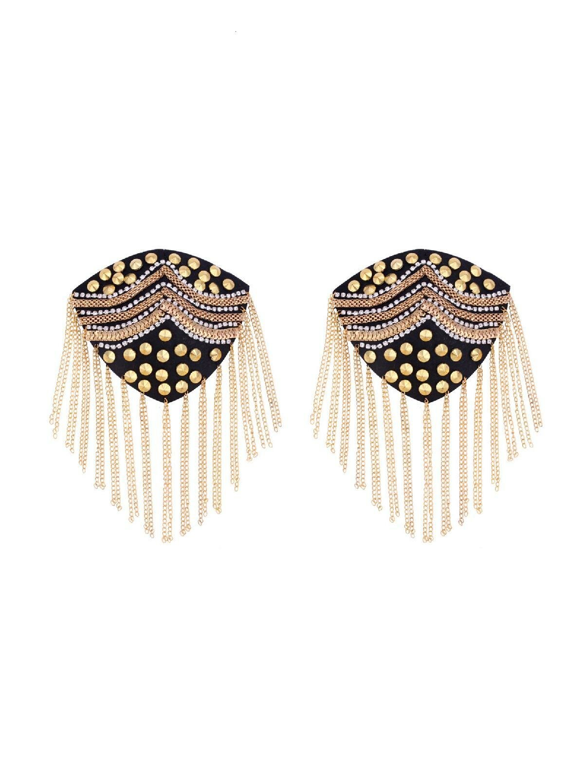 Металлические погоны с кристаллами и кисточками, Золото