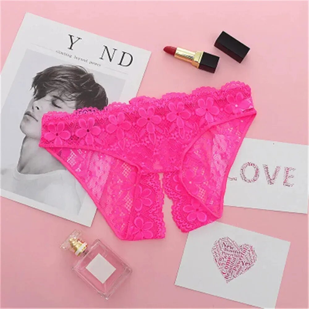 Женское сексуальное нижнее белье, трусики, брифы, прозрачные, для секса Розовый, L, Rose A