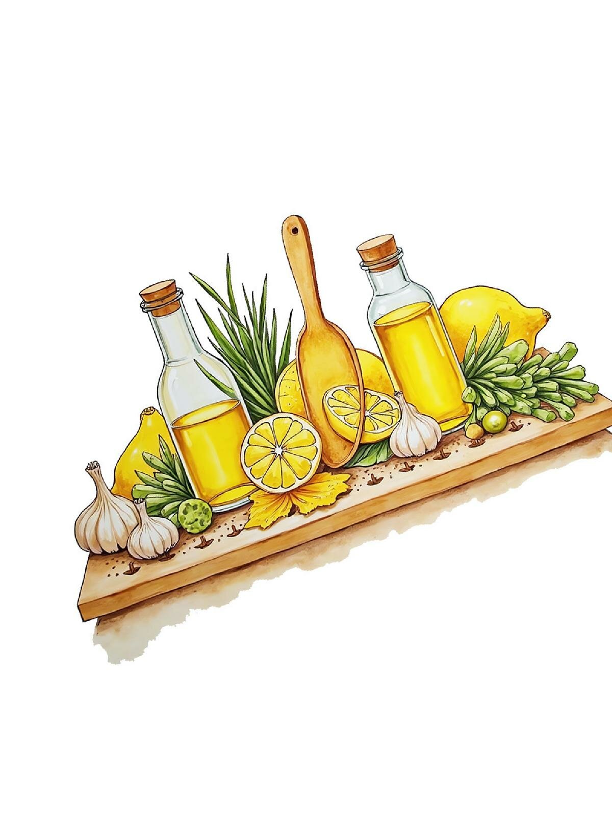 Наклейка из ПВХ с рисунком полки с лимоном и медом, гладкие поверхности, Съемная наклейка