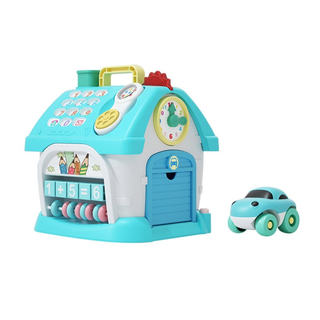 Развивающая игрушка для малышей: многофункциональные музыкальные часы, телефон, обучающий домик для сенсорного развития.