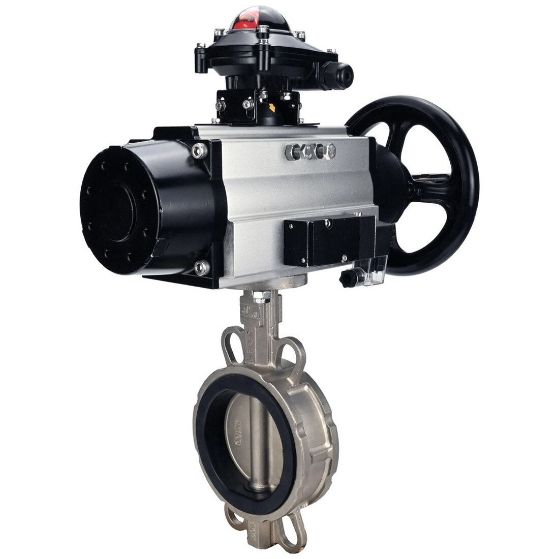 Затвор DN.ru 304-304-VITON-2W-Fb-H Ду150 Ру16, с пн. прив. DA-105, пн. распред. PND2-220VAC NAMUR и БКВ LSB-210