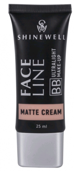 Shinewell Face Line - Bb Ultralight Make-up (matte Cream) Матовый тональный Bb-крем 25 мл. №flk1-04 темно-бежевый
