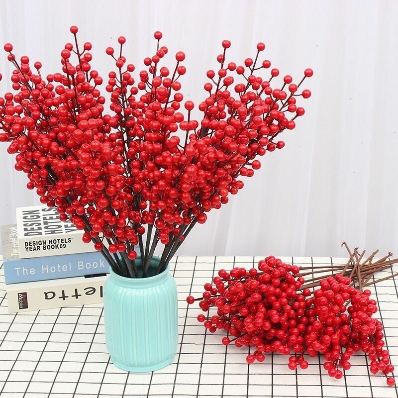 Горячая распродажаГорячая продажа 3-конечного веера, лист гинкго, искусственный цветок, золотая удача, красные плоды, зимнее зеленое украшение для новоселья, декор для гостиной