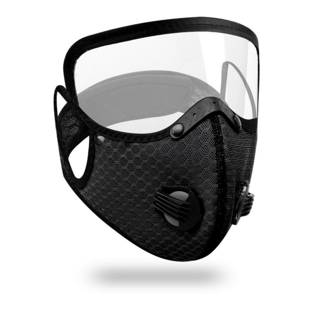 Спортивная маска чёрная многоразовая с фильтром, Черный