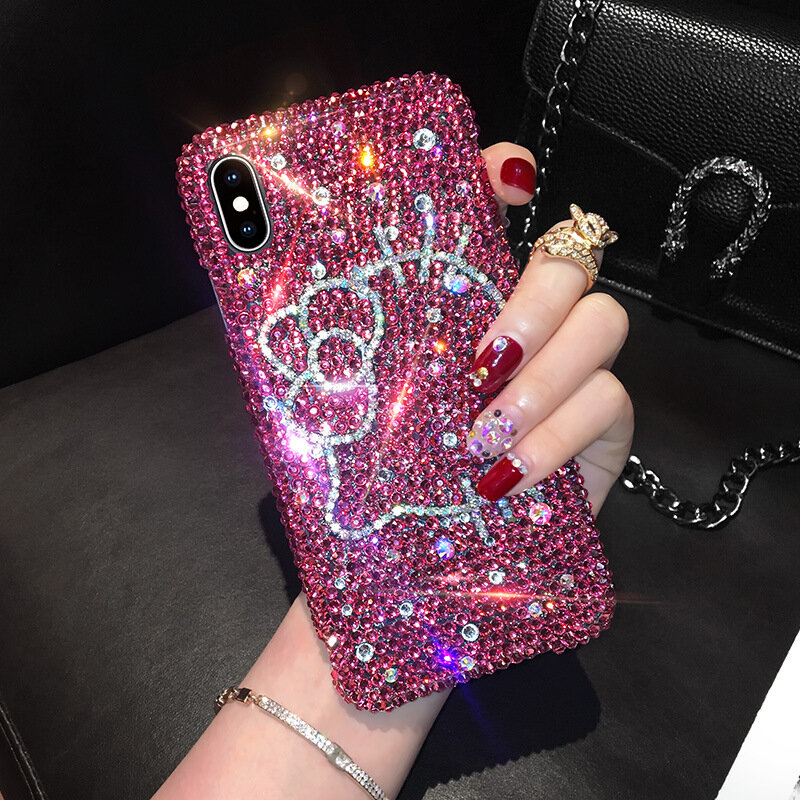 Чехол для телефона Full Diamond KT Cat, совместимый с Apple 17, роскошный iPhone 16 Pro, блестящий 15 Max, защитный чехол Goddess 14