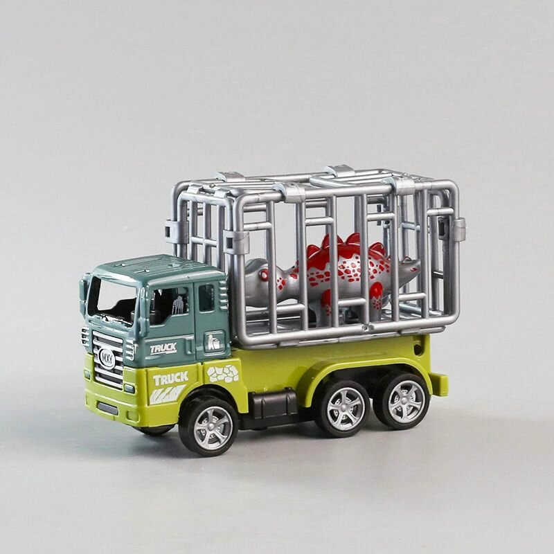 Детская игрушечная машинка SG Alloy Dinosaur Transport Car, маленькая машинка для мальчиков, инженерная машина с откатом, трейлер с ограждением для животных и клеткой