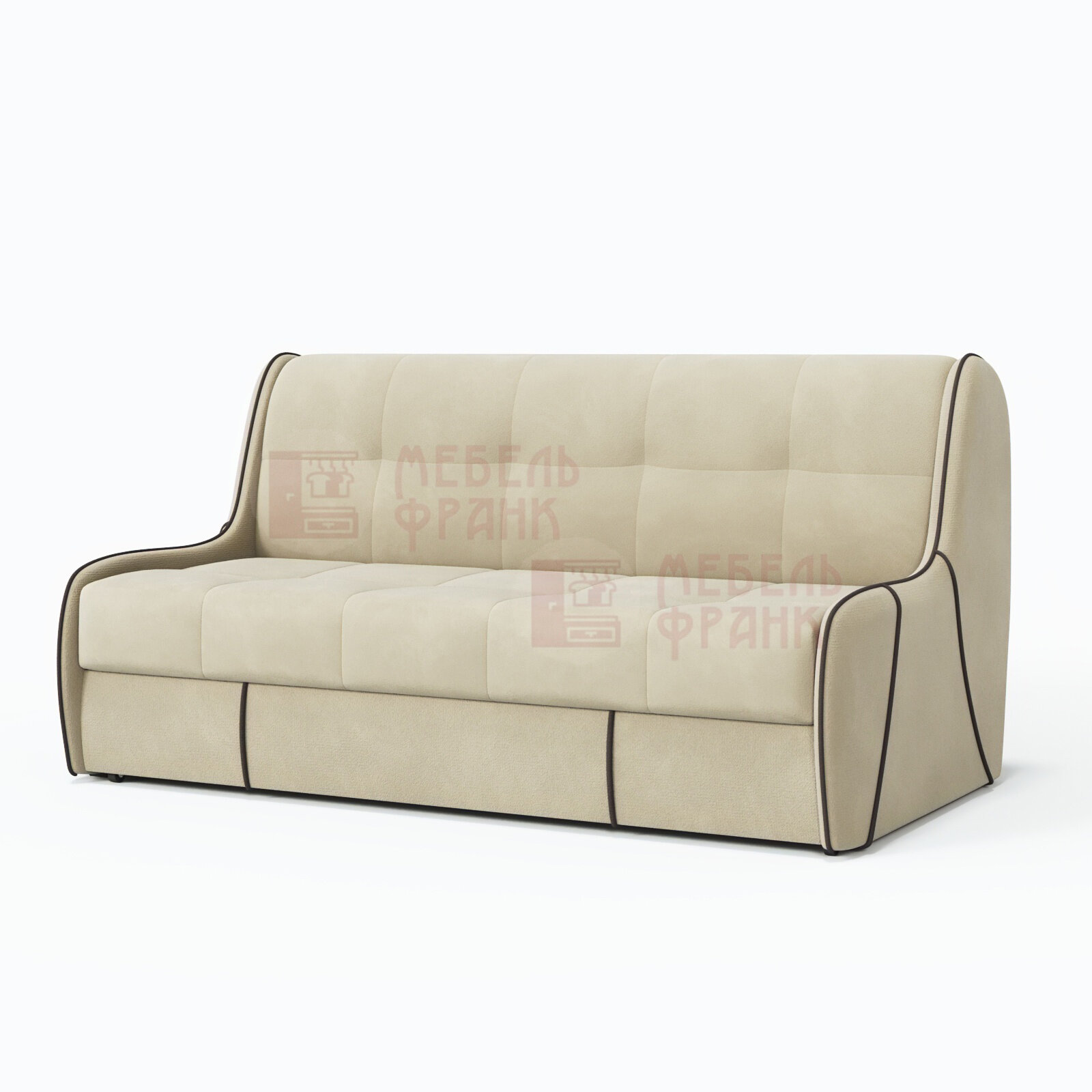 Диван-аккордеон Рио в молочном велюре, со спальным местом 155х200