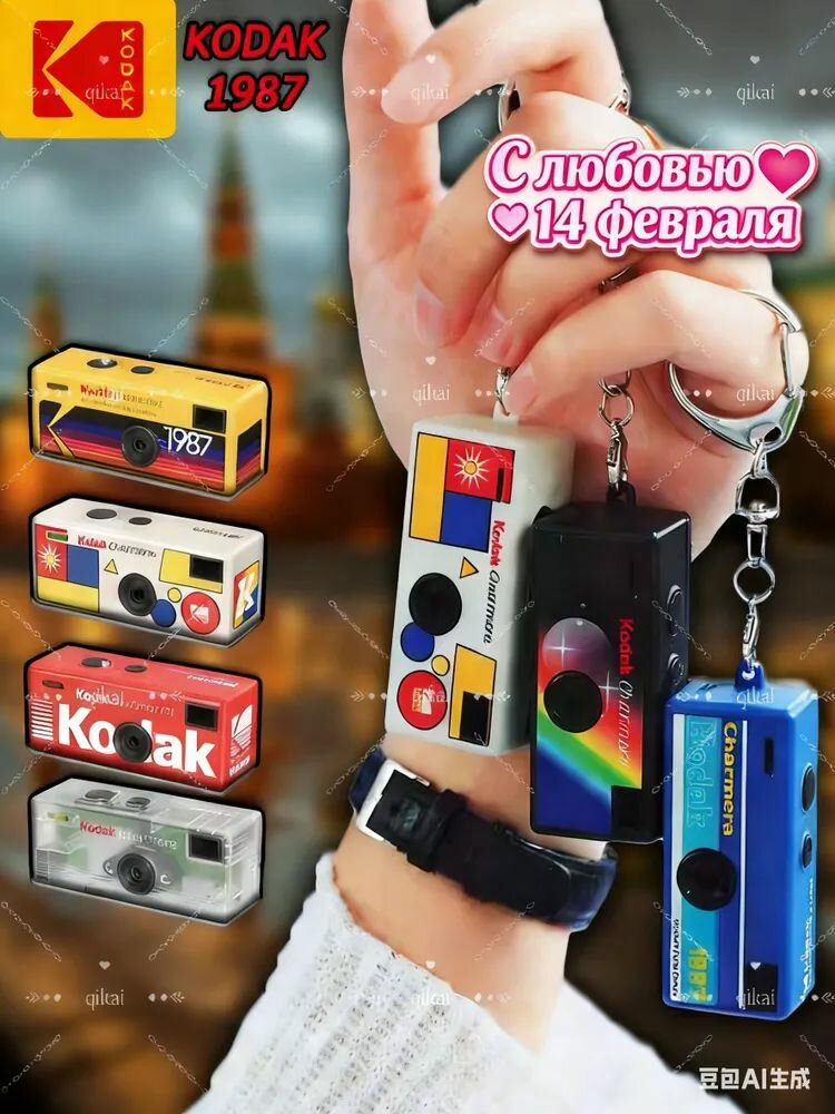 Мини-камера-брелок Kodak Charmera 1987, винтажная, для ключей, Выберите один из семи вариантов, закрывающий окно