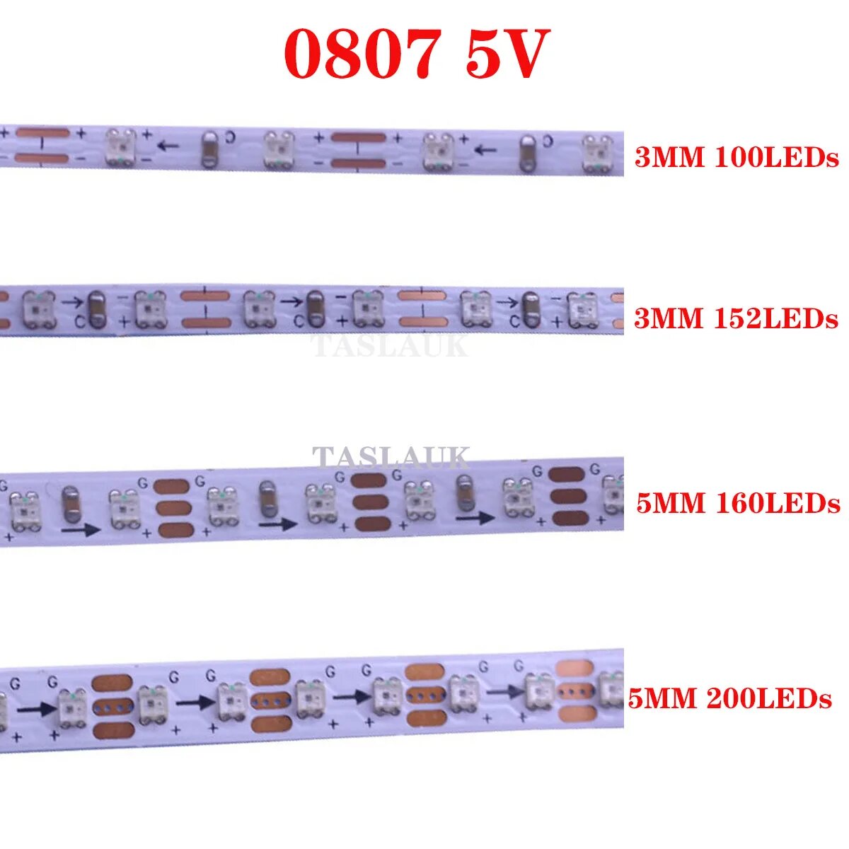 Светодиодная лента taslauk WS2812B 3 мм 100/160/200 светодиодов/м DC5V 3mm 100LEDs, 4 м