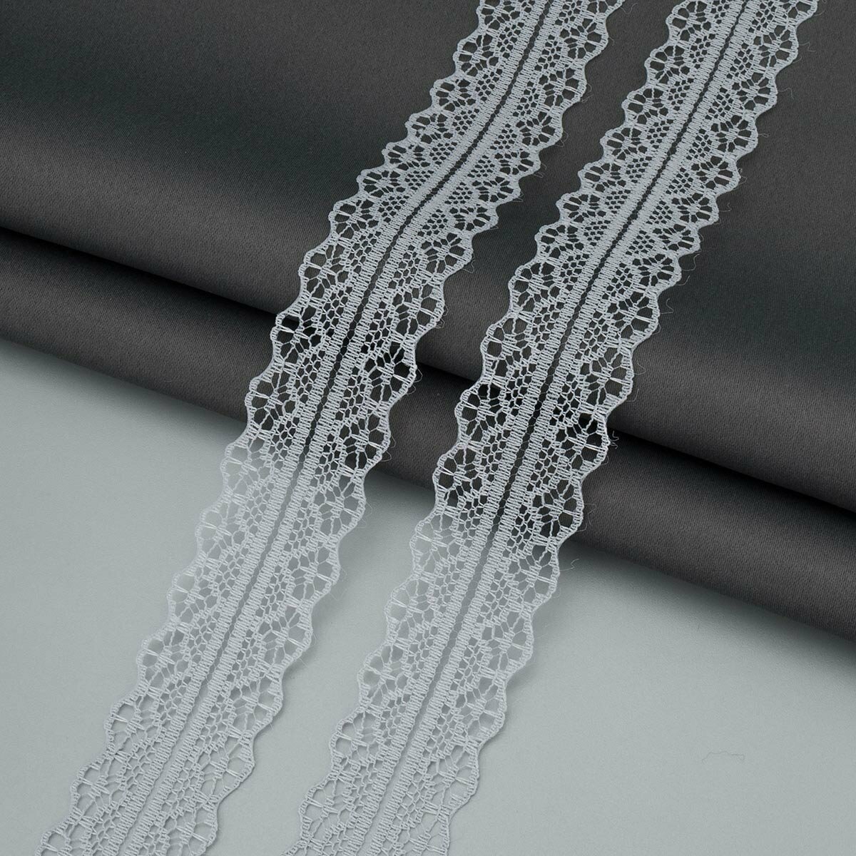 Кружево капроновое для шитья и рукоделия, цвет серый, 3 см х 13,72 м