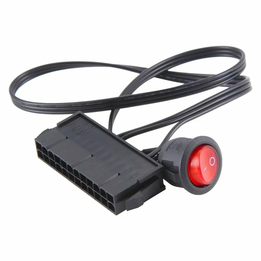 Кабель 50 см, медный оловянный провод, 24-контактный разъем ATX PSU, блок питания для ПК, стартер, тестер, пусковая перемычка с переключателем ВКЛ/выкл