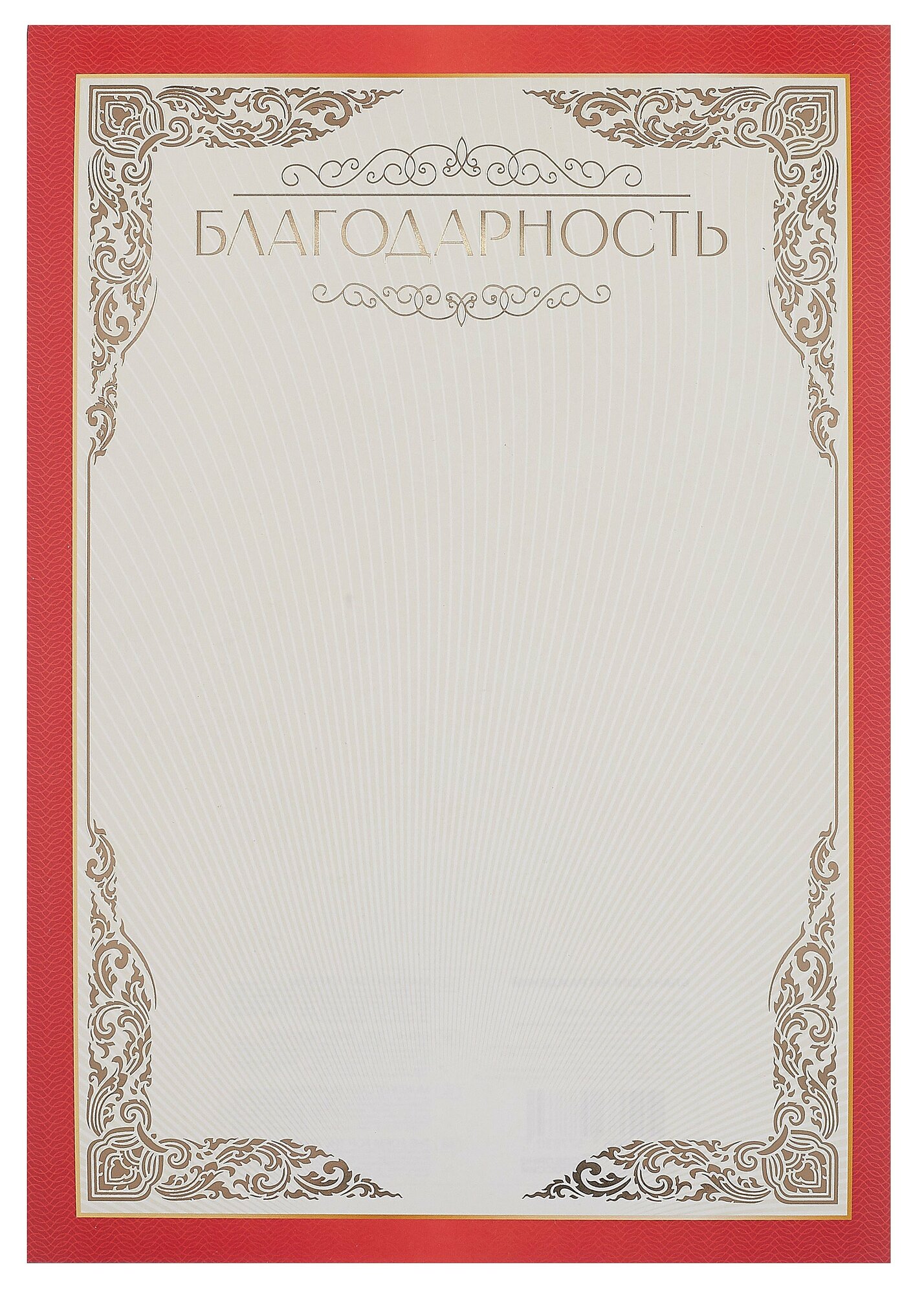 Благодарность А4, тиснение золотой фольгой