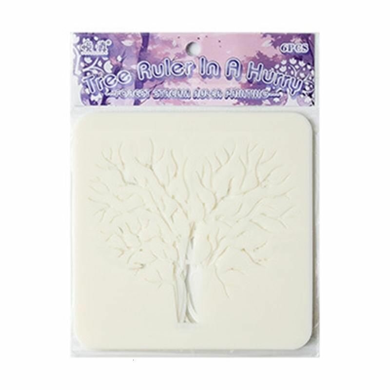 6 шт. Трафареты деревьев с ажурными листьями для декора стен, - Древовидная линейка находится в