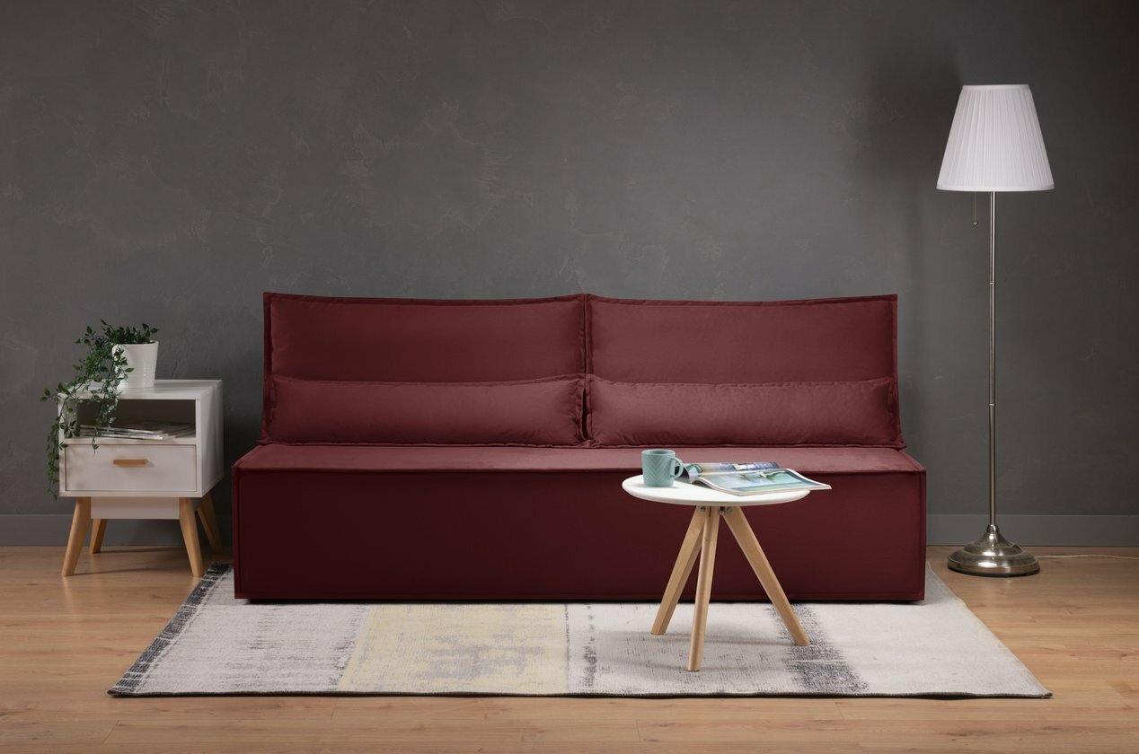 Диван-кровать раскладной Divan.ru Стаус Велюр Бордовый 201х92х89 см, спальное место 201х135 см, велюр, махагон