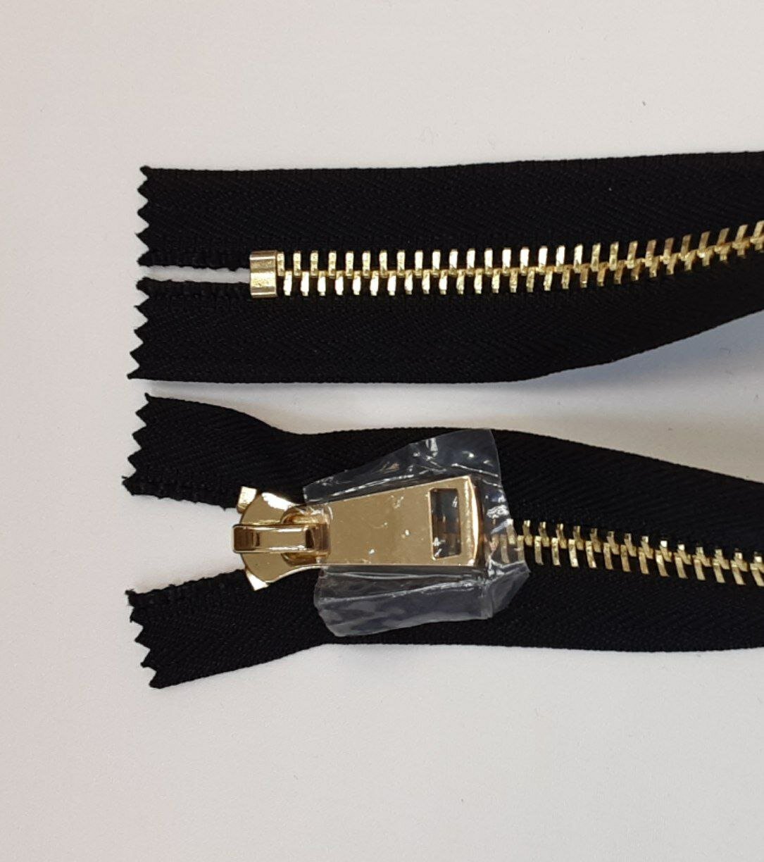 Молния, металл, звено золото, цвет чёрный, длина 30 см, 1 шт.